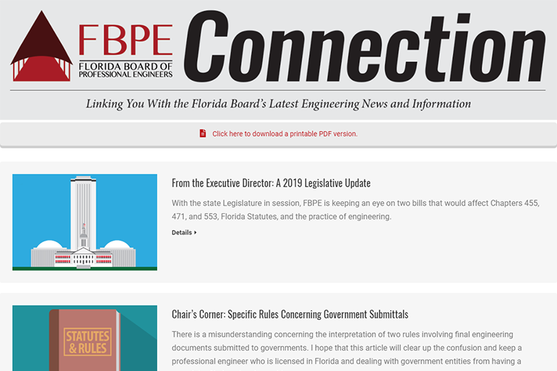 FBPE Newsletter: April 2019 - Florida Board of Professional Engineers
