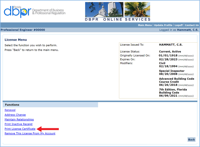 How Do I Print My License? - Florida Board of Professional Engineers