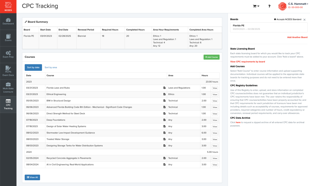 How to Report Your CE: An NCEES CPC Tracking Step-by-Step - Florida Board of Professional Engineers