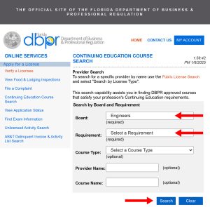 CE Course Search - Florida Board of Professional Engineers