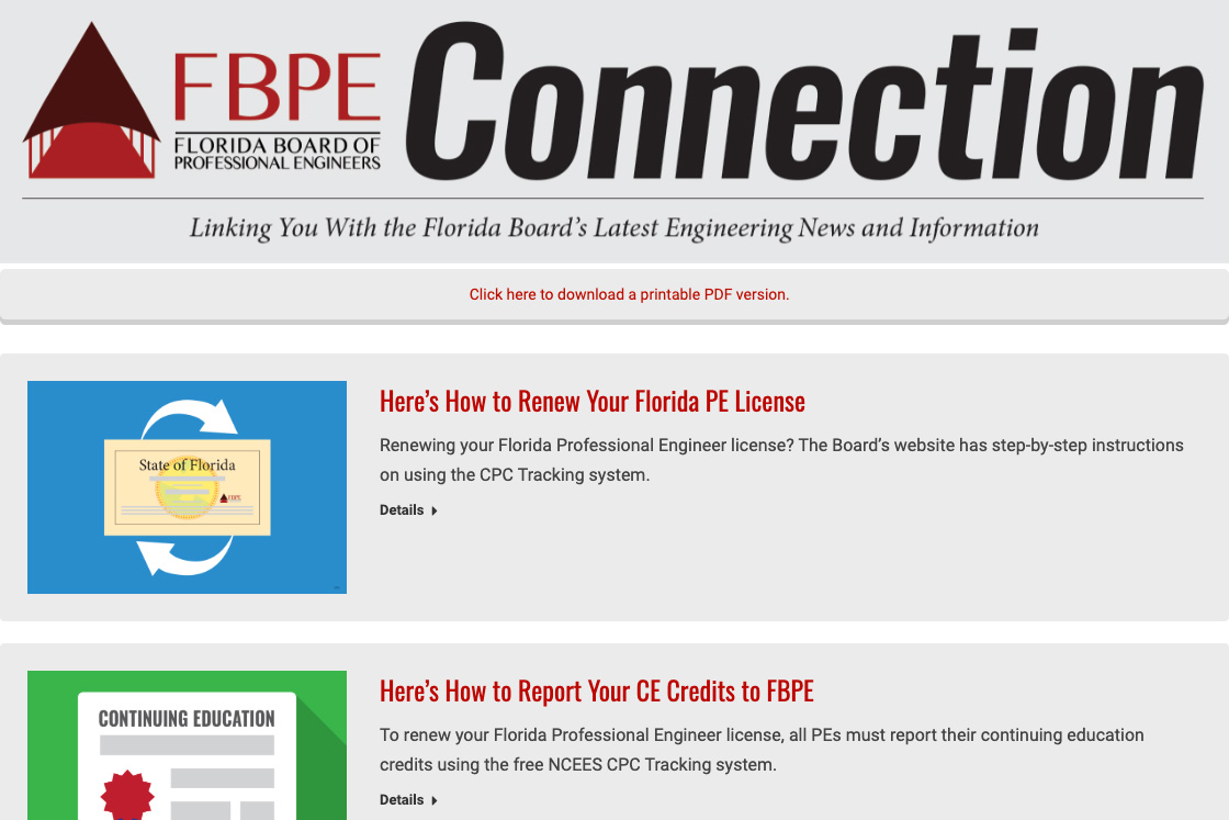 FBPE Connection Newsletter: April 2025 - Florida Board of Professional ...